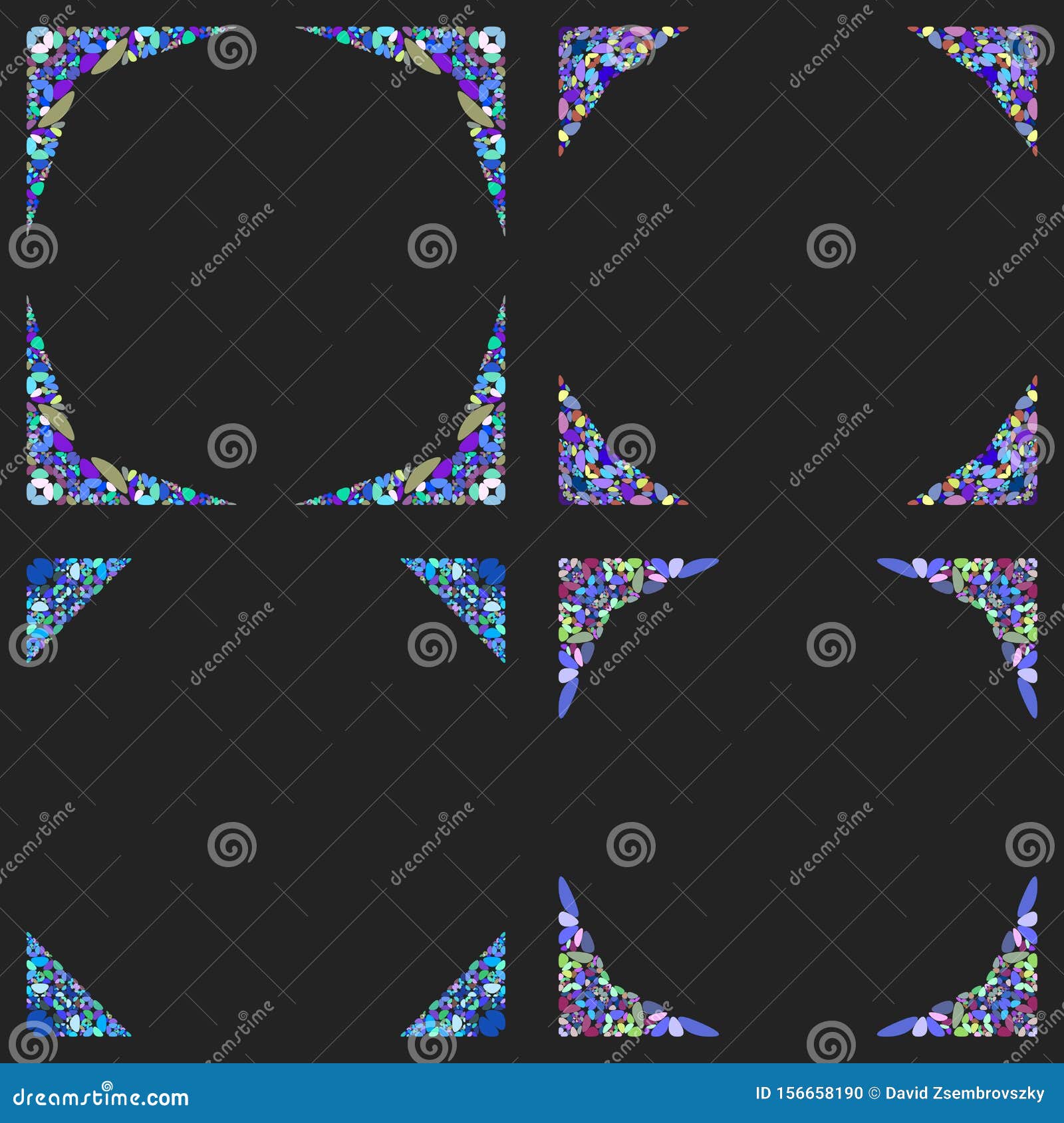 Curved Stone Mosaic Page Corner Design Set Stock Vector - Illustration ...