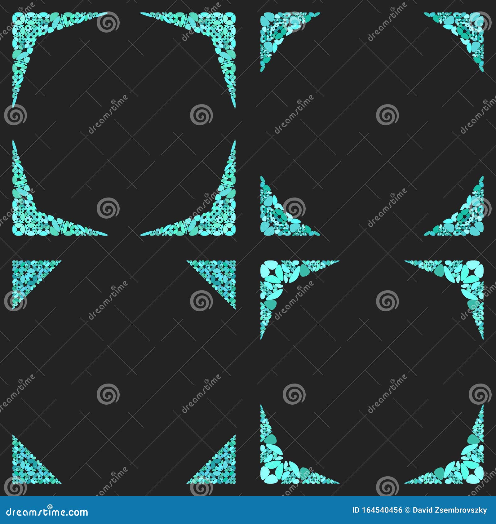 Curved Stone Mosaic Page Corner Design Set Stock Vector - Illustration ...