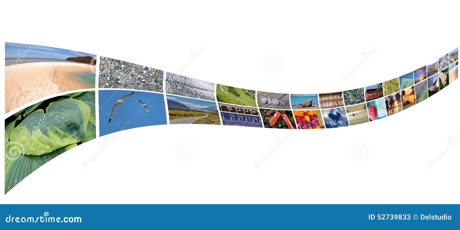 Curved stream of photos stock image. Image of show, multimedia - 52739833