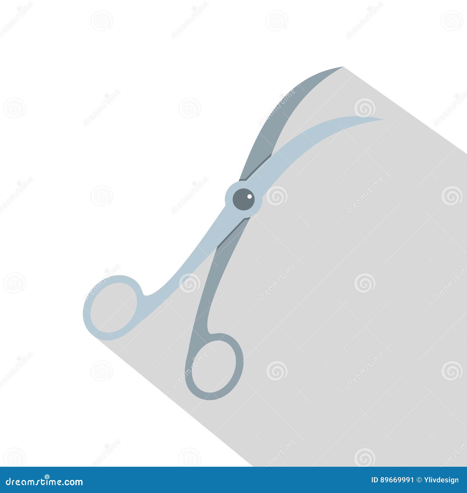 Curved Surgical Scissors Icon, Flat Style Cartoon Vector ...