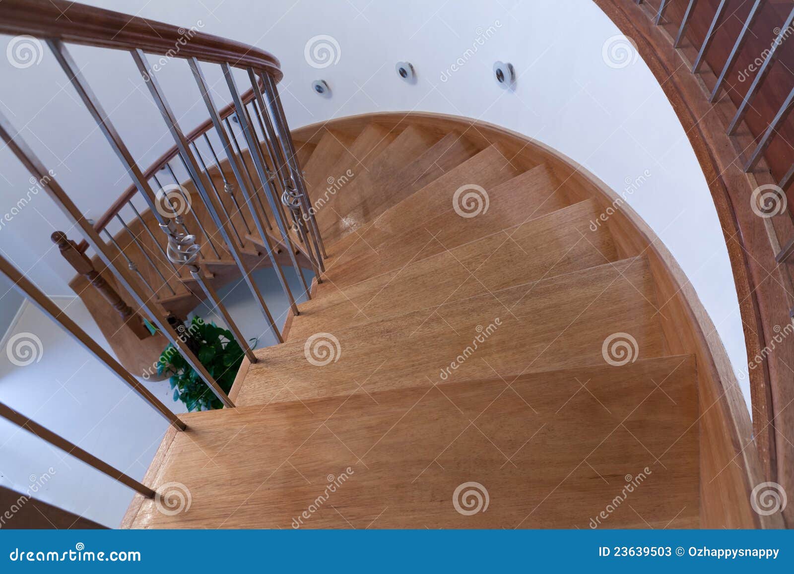 Curved Timber Stairs Balustrade Walls Stock Image - Image of curved ...
