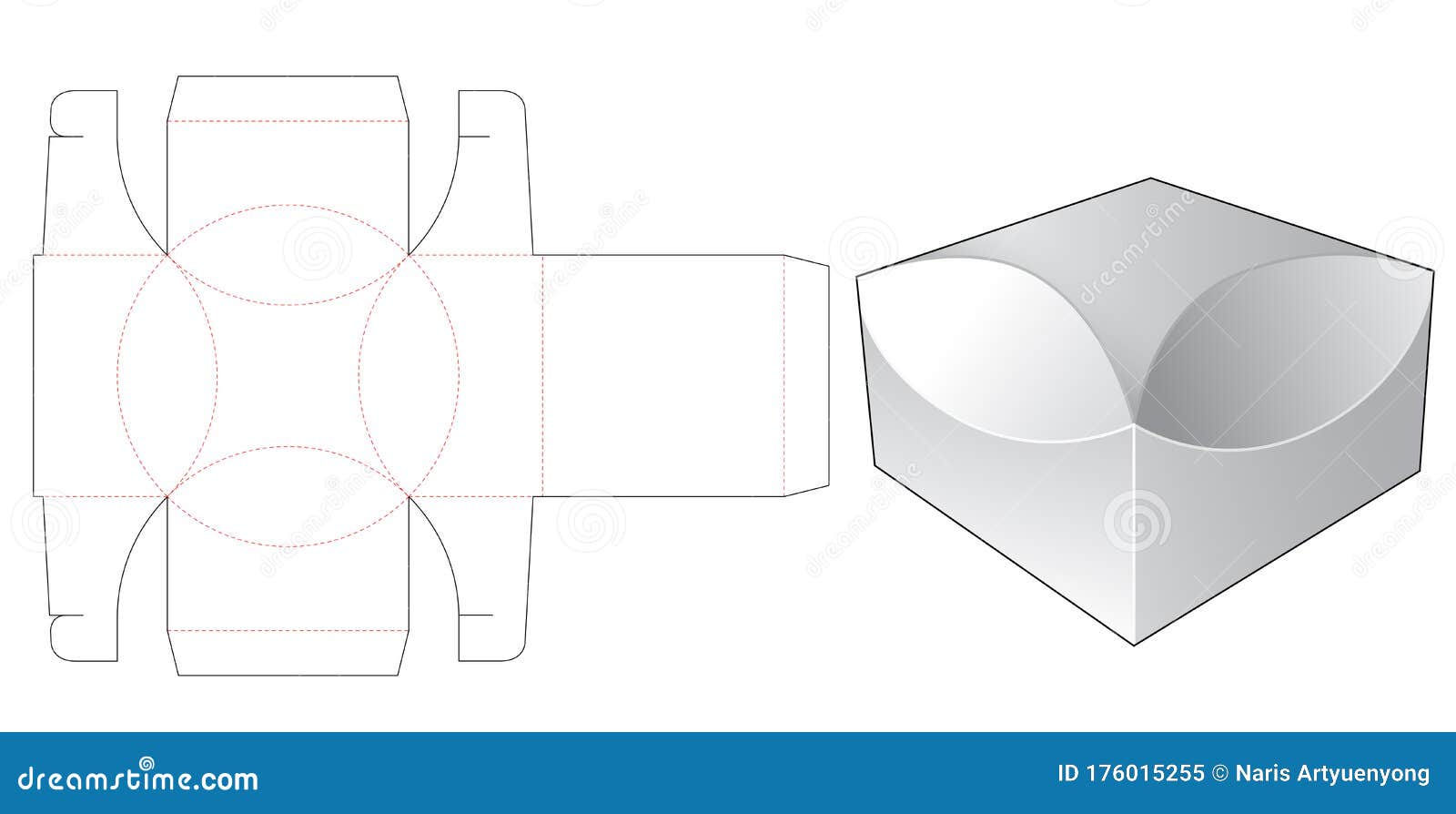 Curved Top Box Die Cut Template Stock Vector - Illustration of board ...