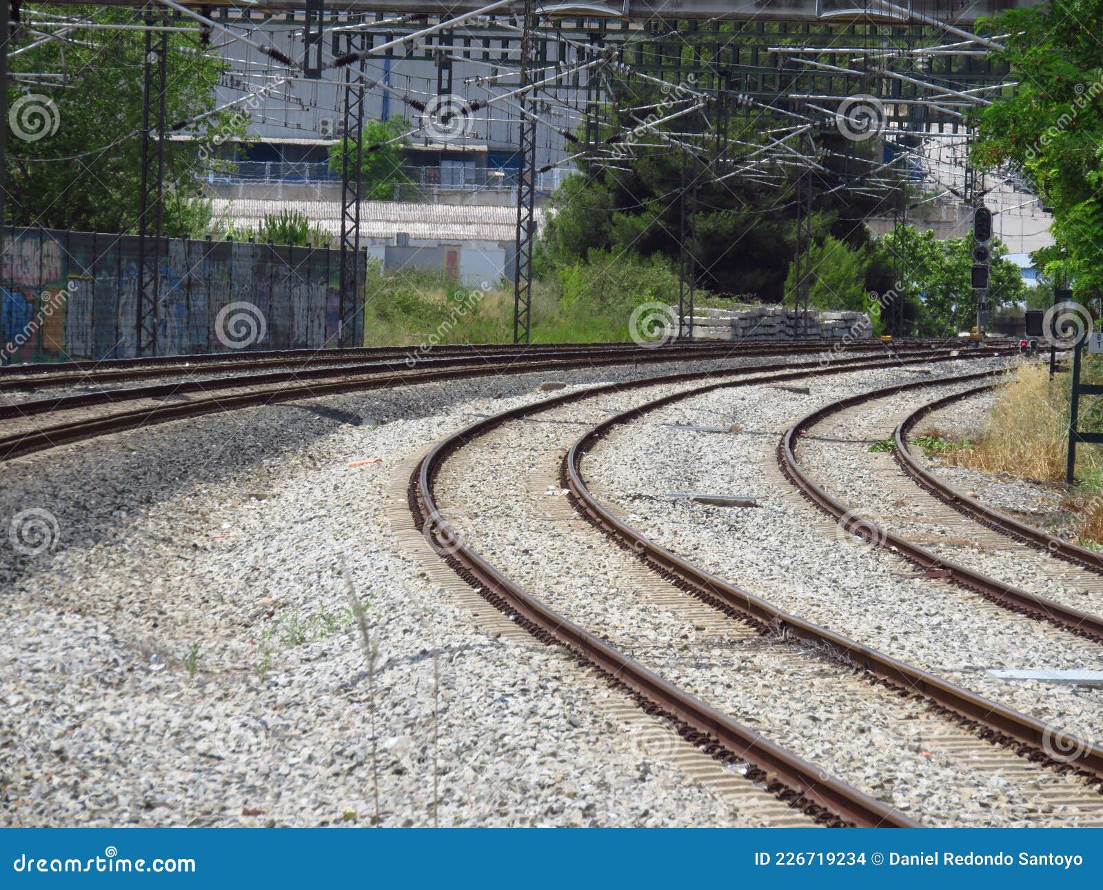 Curved Train Tracks in Full Color Stock Photo - Image of curved, full ...