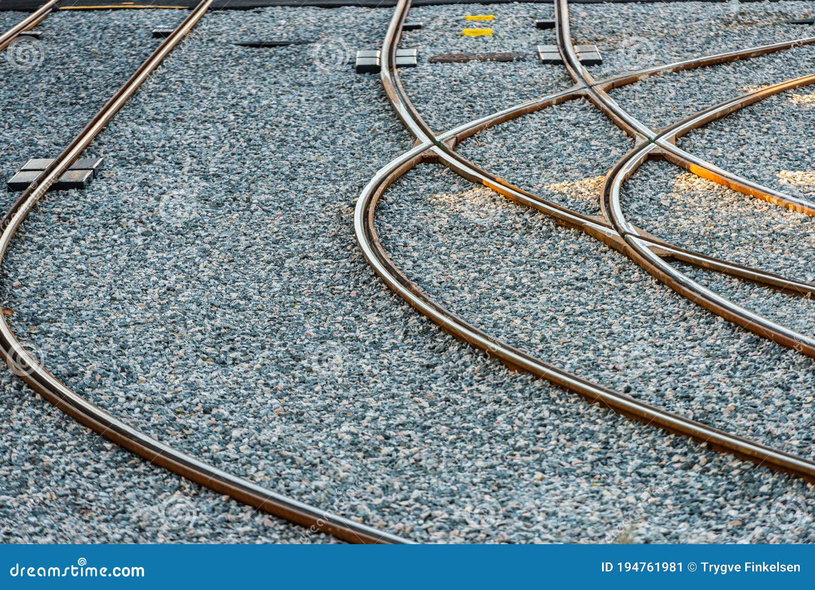 Curved Tram Rails and a Crossing Stock Image - Image of tour, downtown ...
