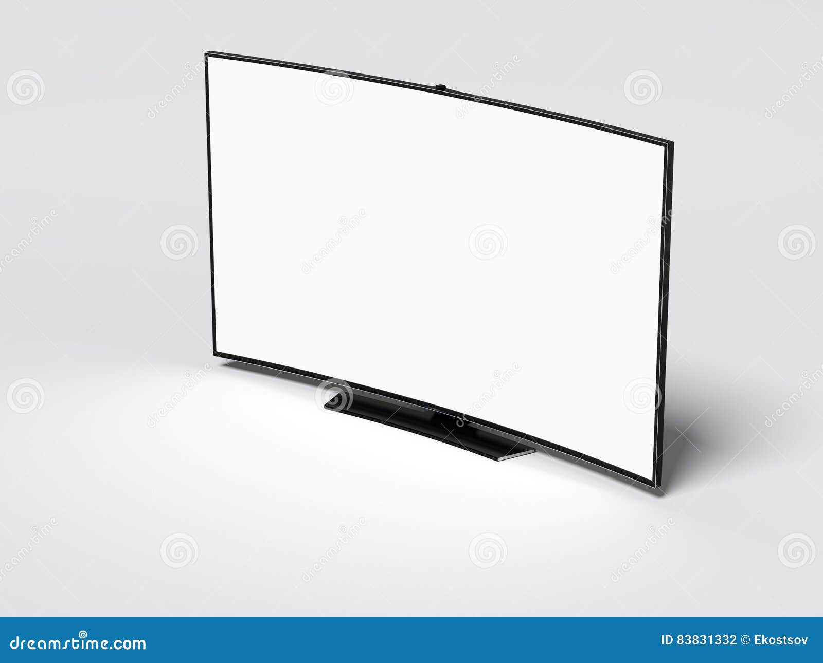 Curved Tv Screen with Blank Display. 3d Rendering Stock Illustration ...