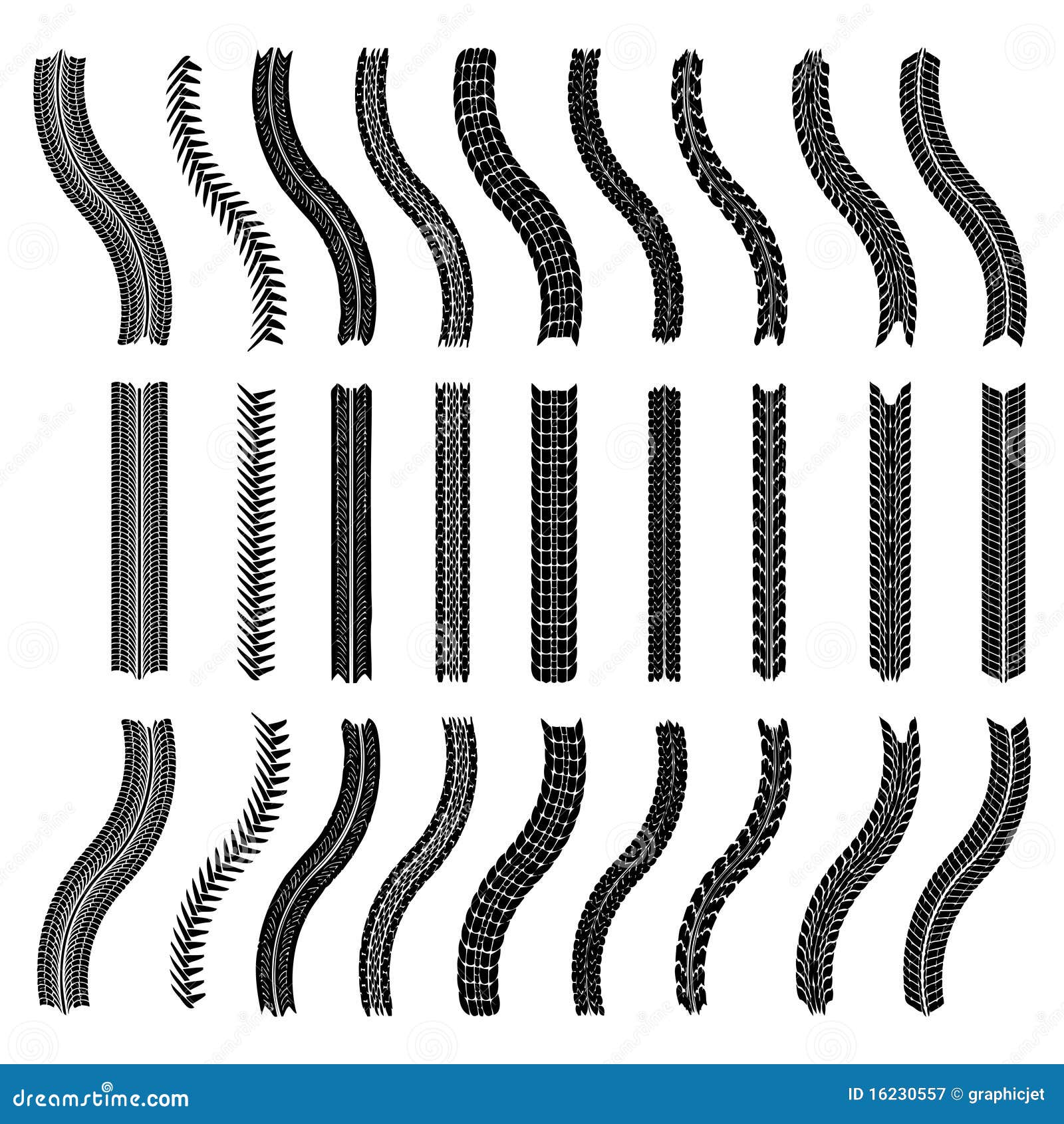 Curved tyre imprints stock vector. Illustration of straight - 16230557