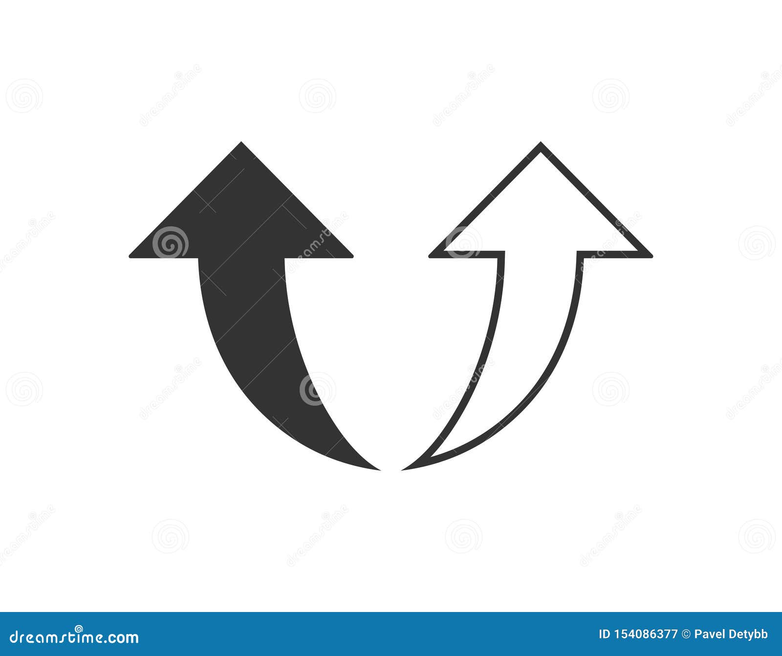 Curved Up Arrow Icon. Vector Illustration, Flat Design Stock ...