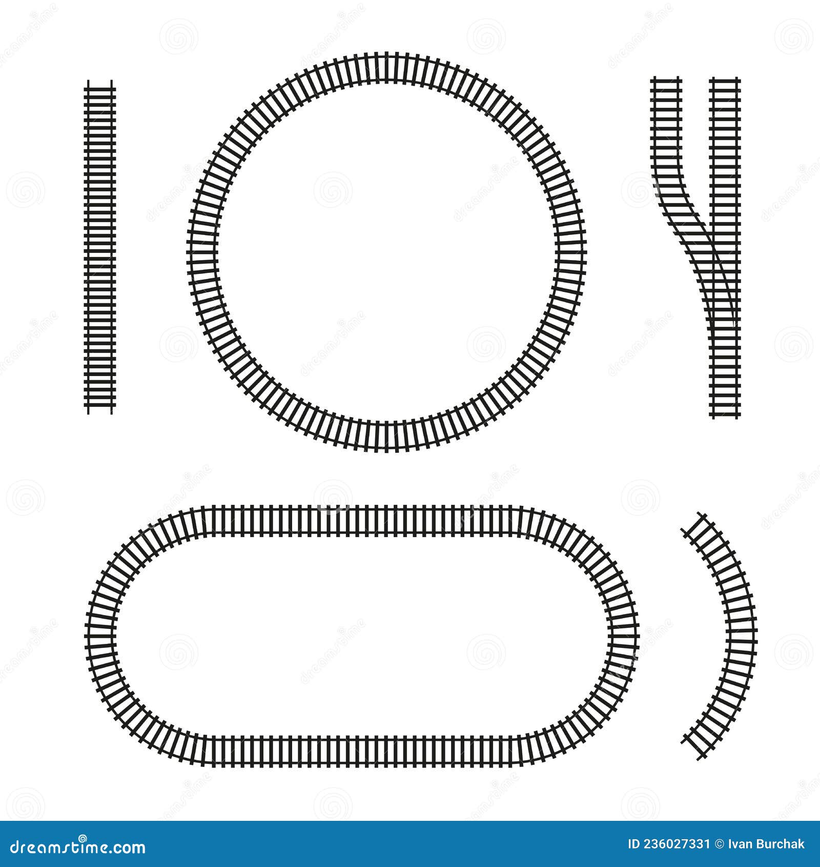 Curved Vector Railroad Isolated. Design Elements of the Railway Tracks ... Curved Vector Railroad Isolated. Design Elements of the Railway Tracks ...
