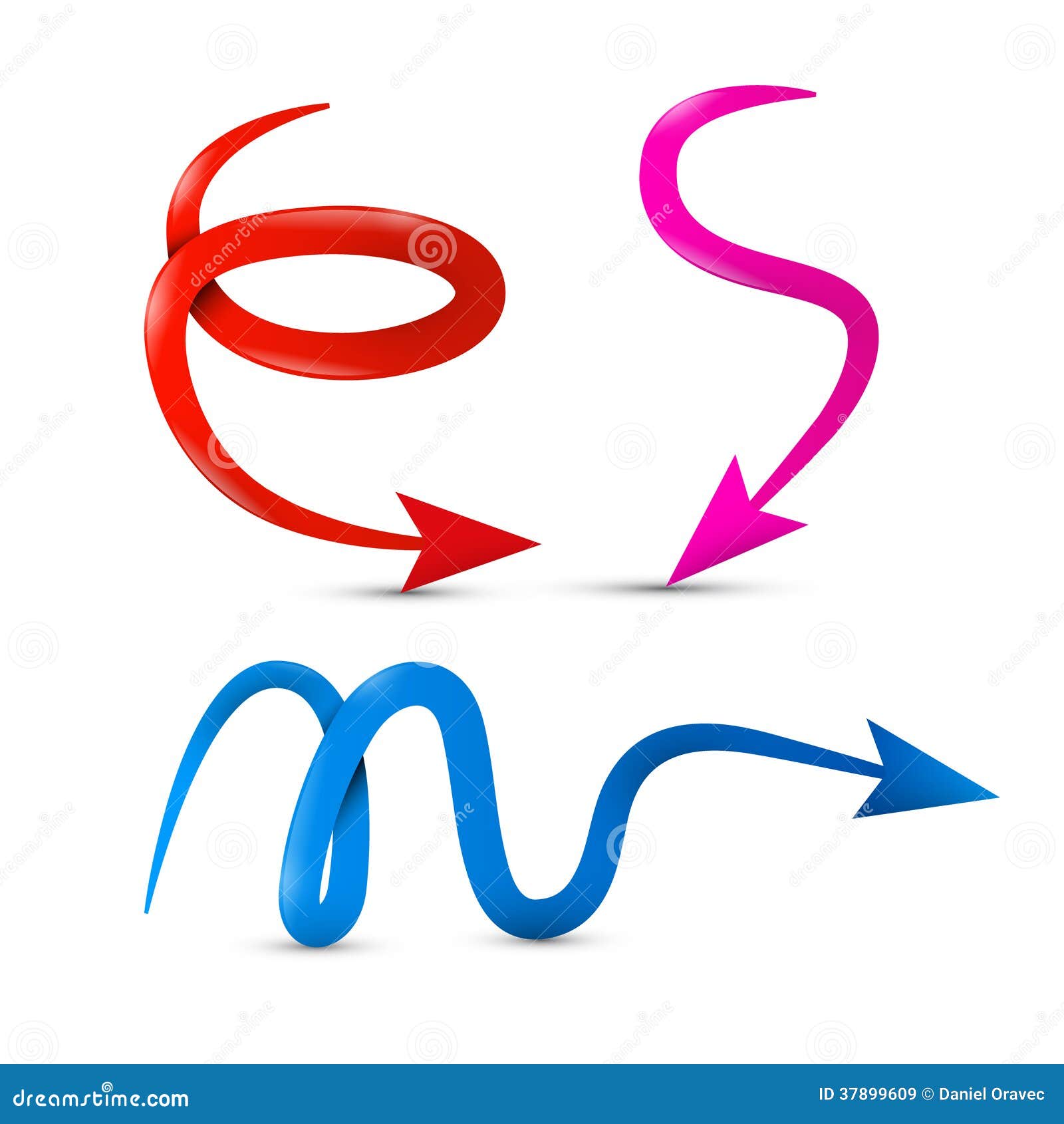 Curved Vector Red, Pink and Blue 3d Arrows Set Stock Vector ...