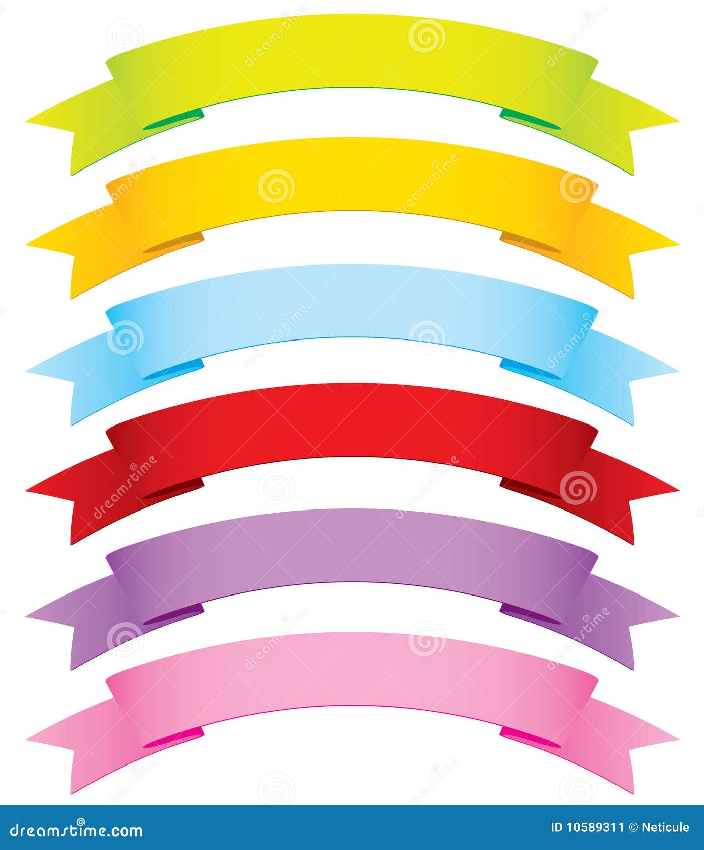 Curved Vector Ribbons in 6 Colors Stock Vector - Illustration of banner ...