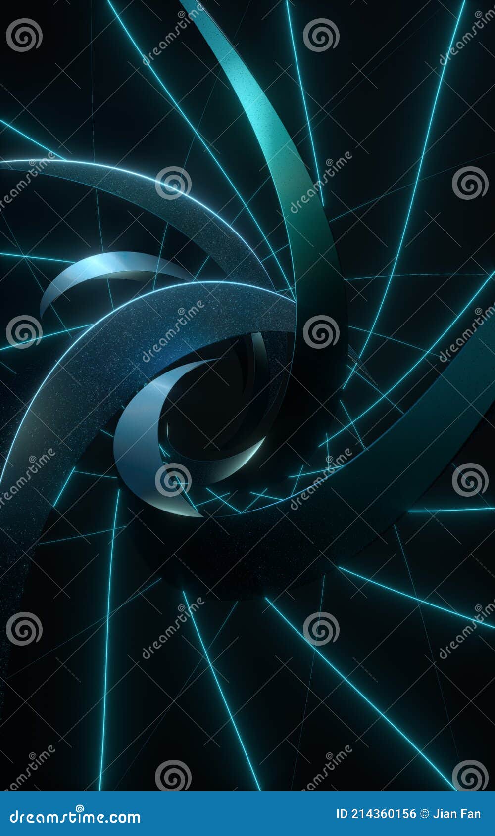 Curved Vortex Structure Lines, 3d Rendering Stock Illustration ...