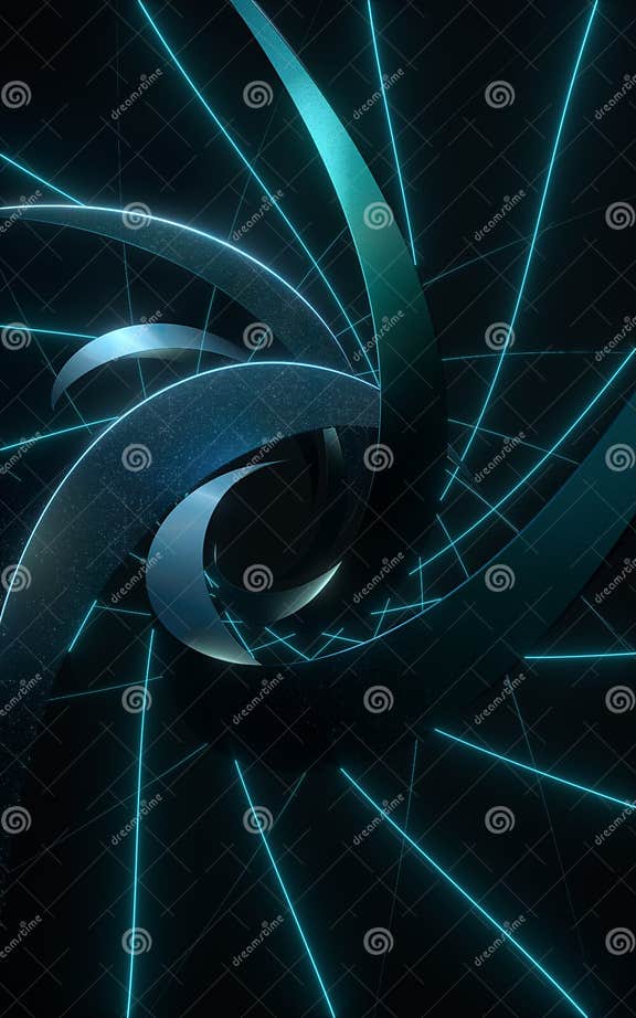 Curved Vortex Structure Lines, 3d Rendering Stock Illustration ...