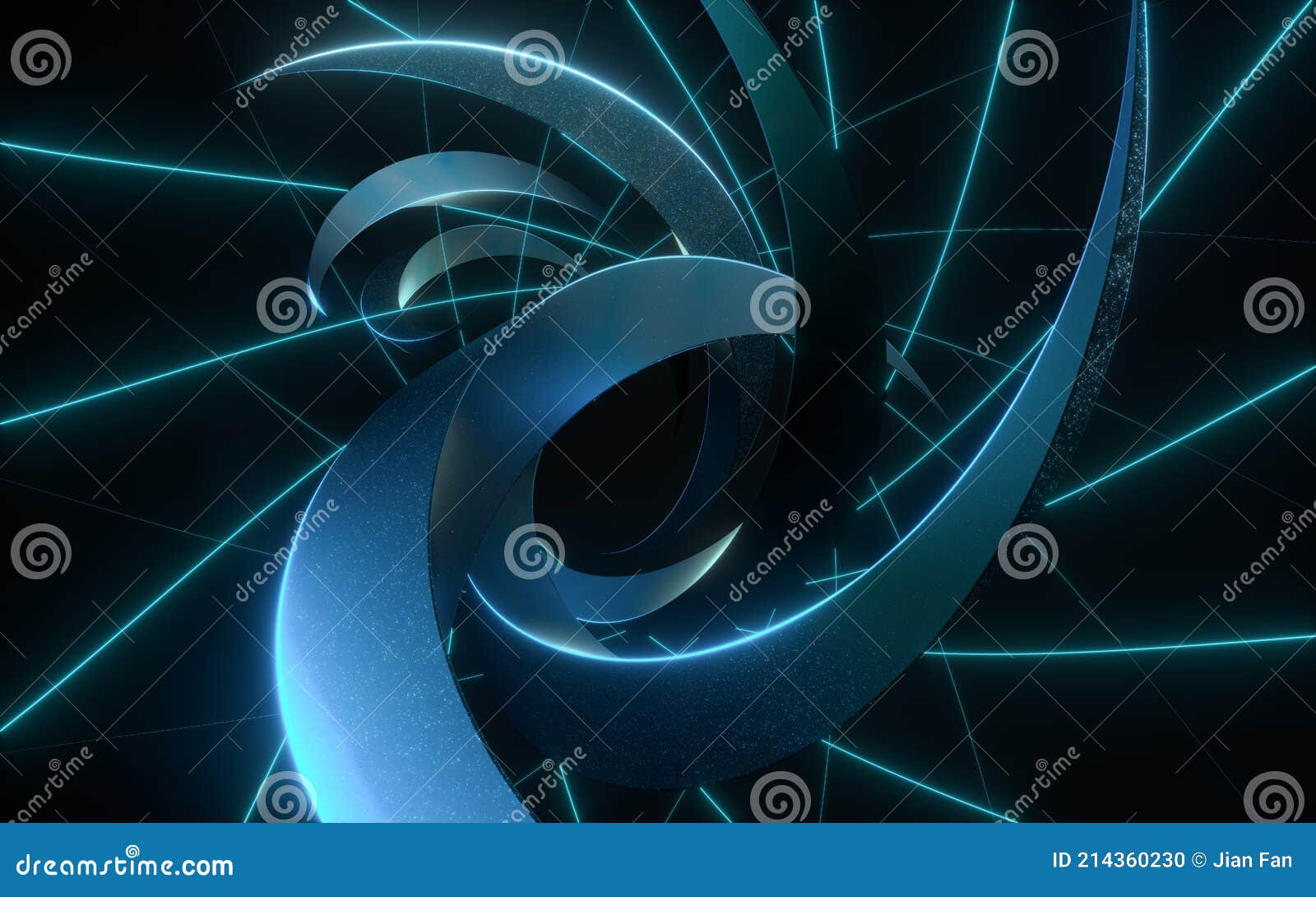 Curved Vortex Structure Lines, 3d Rendering Stock Illustration ...