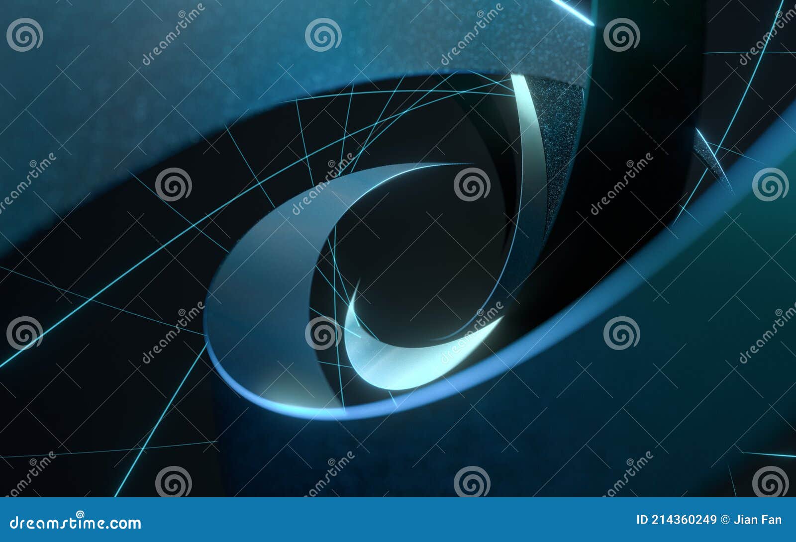 Curved Vortex Structure Lines, 3d Rendering Stock Illustration ...