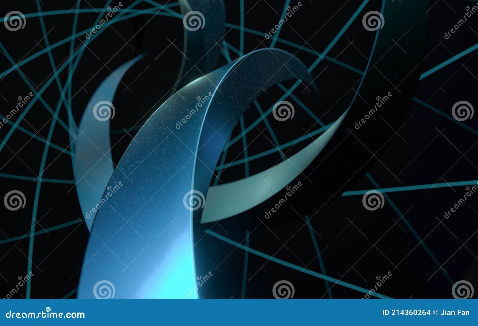 Curved Vortex Structure Lines, 3d Rendering Stock Illustration ...