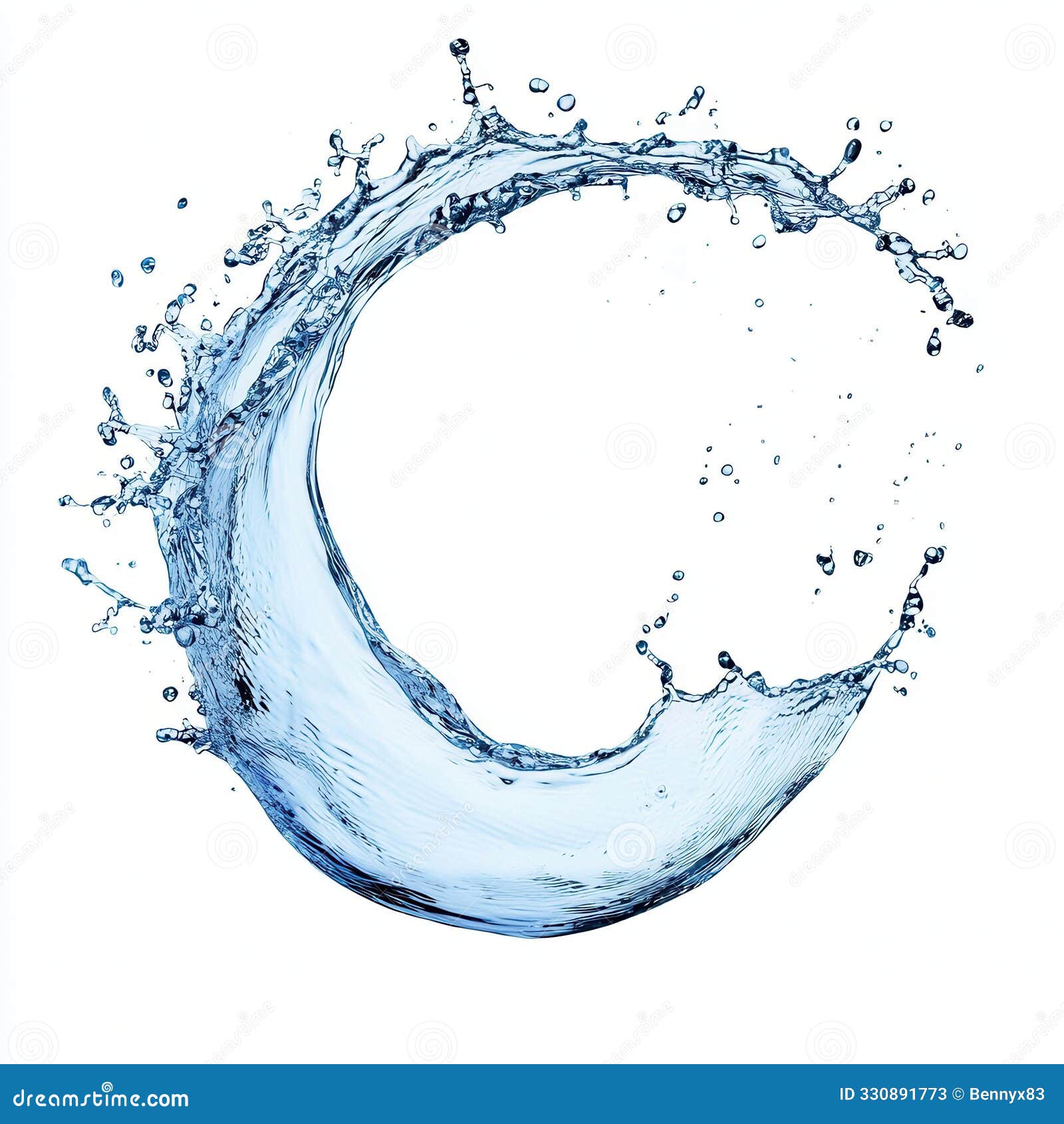 Curved Water Splash Forming a Dynamic Arc Against a White Background ...