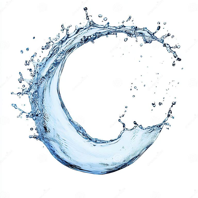 Curved Water Splash Forming a Dynamic Arc Against a White Background ...