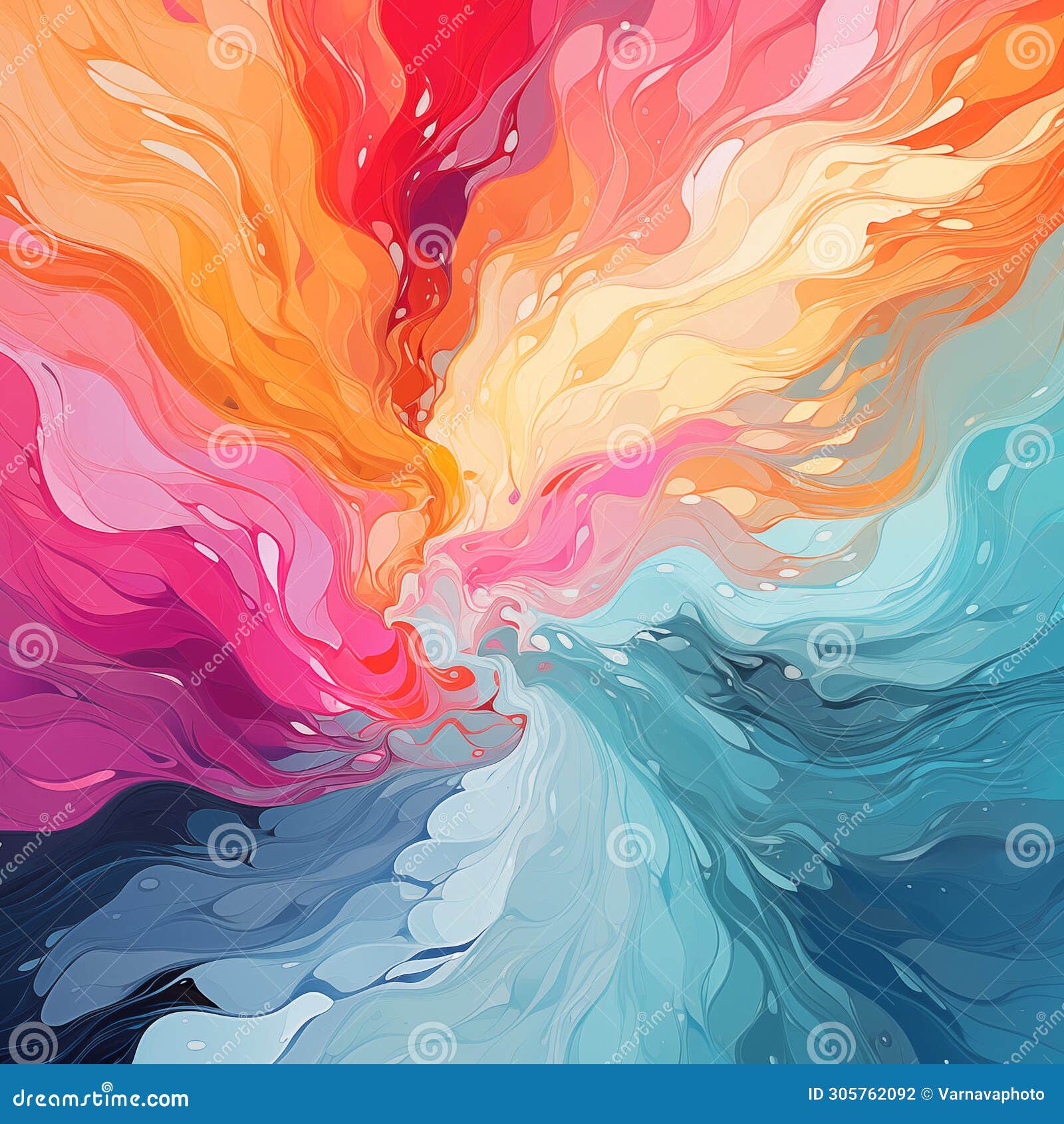 The Curved Wavy Background of Spills of Thick Pigment of Different ...