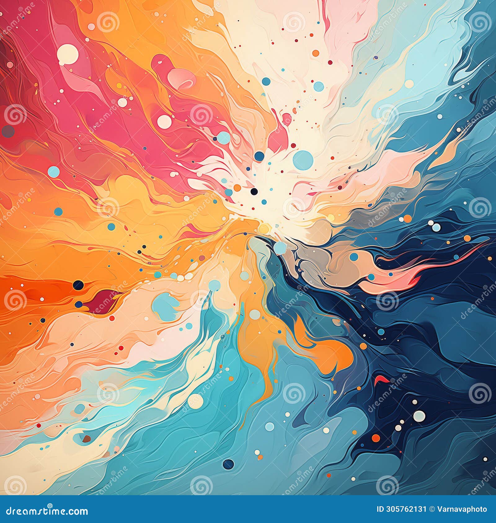 The Curved Wavy Background of Spills of Thick Pigment of Different ...