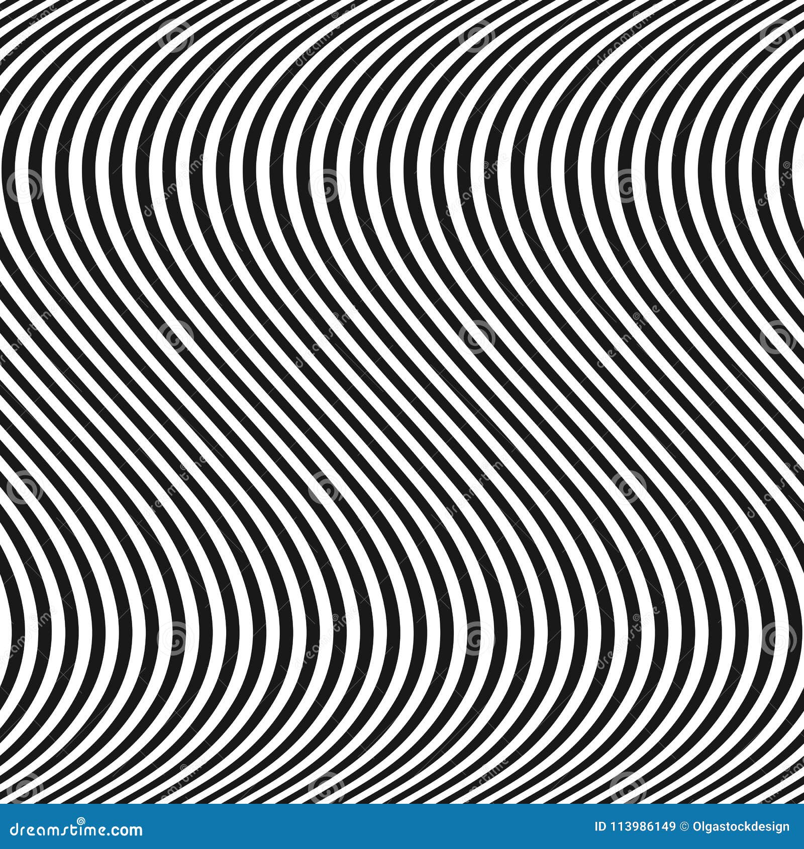 Curved Wavy Lines Seamless Pattern. Dynamical 3D Effect, Illusion of ...