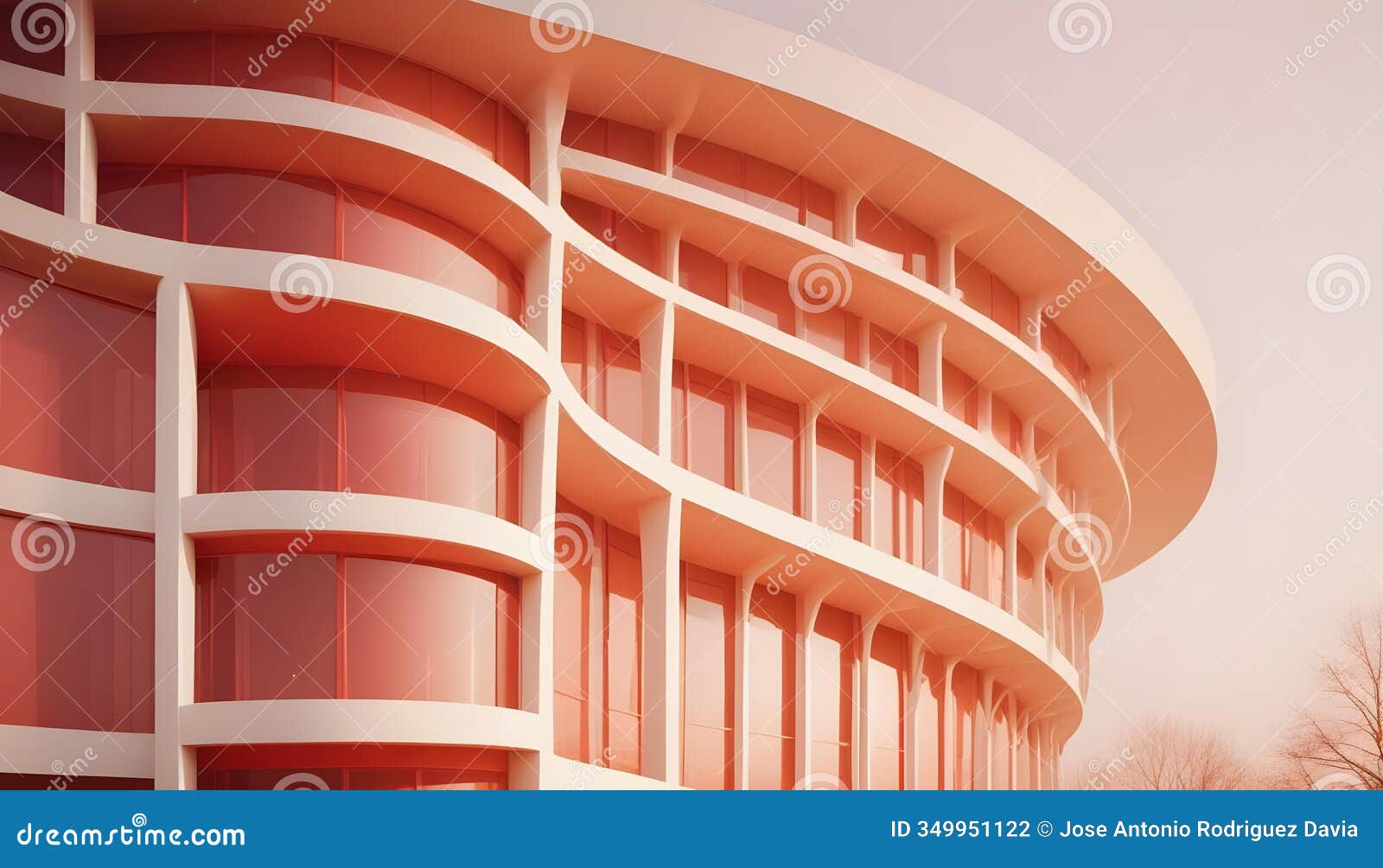 Curved White Architectural Structure with Repeating Patterns and Lines ...