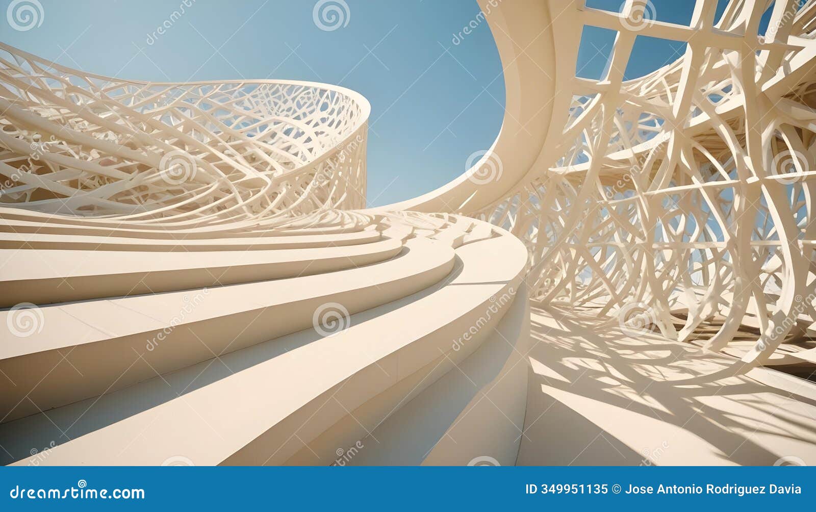 Curved White Architectural Structure with Repeating Patterns and Lines ...