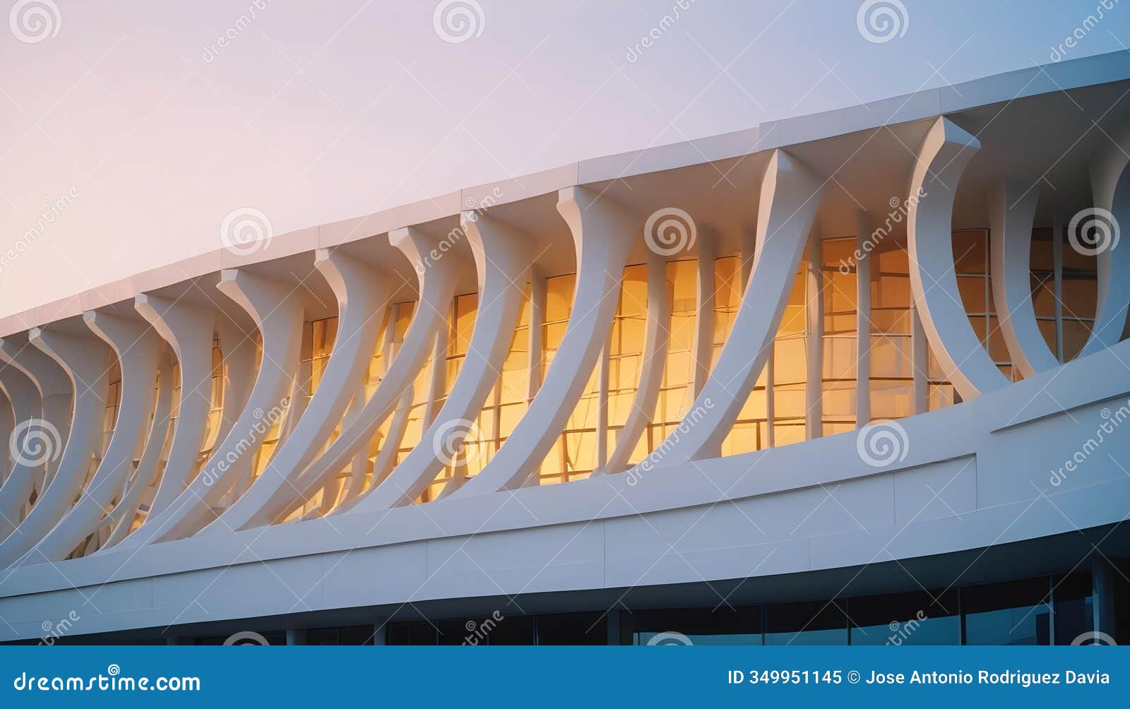 Curved White Architectural Structure with Repeating Patterns and Lines ...