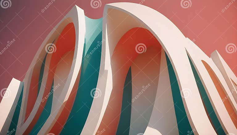 Curved White Architectural Structure with Repeating Patterns and Lines ...