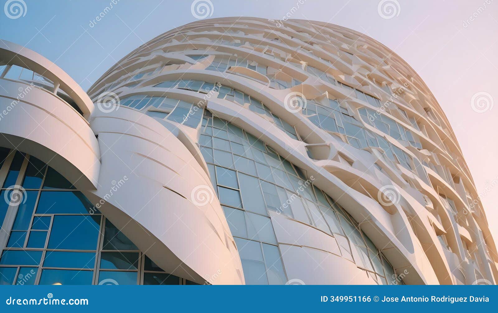 Curved White Architectural Structure with Repeating Patterns and Lines ...