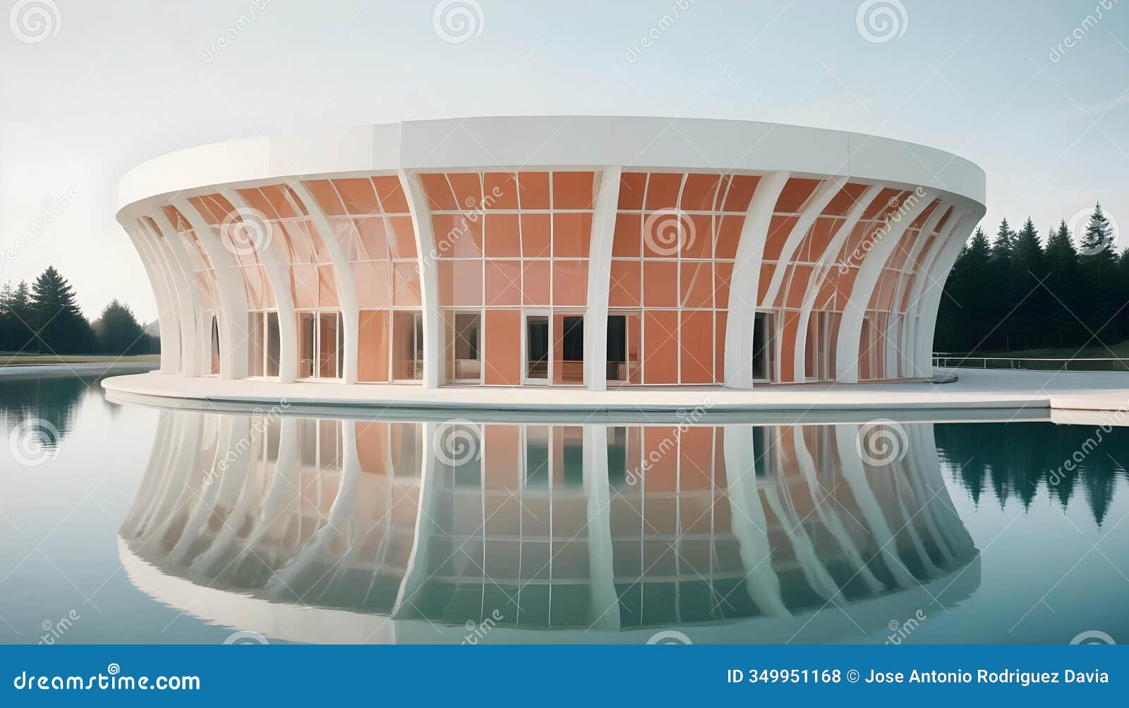 Curved White Architectural Structure with Repeating Patterns and Lines ...
