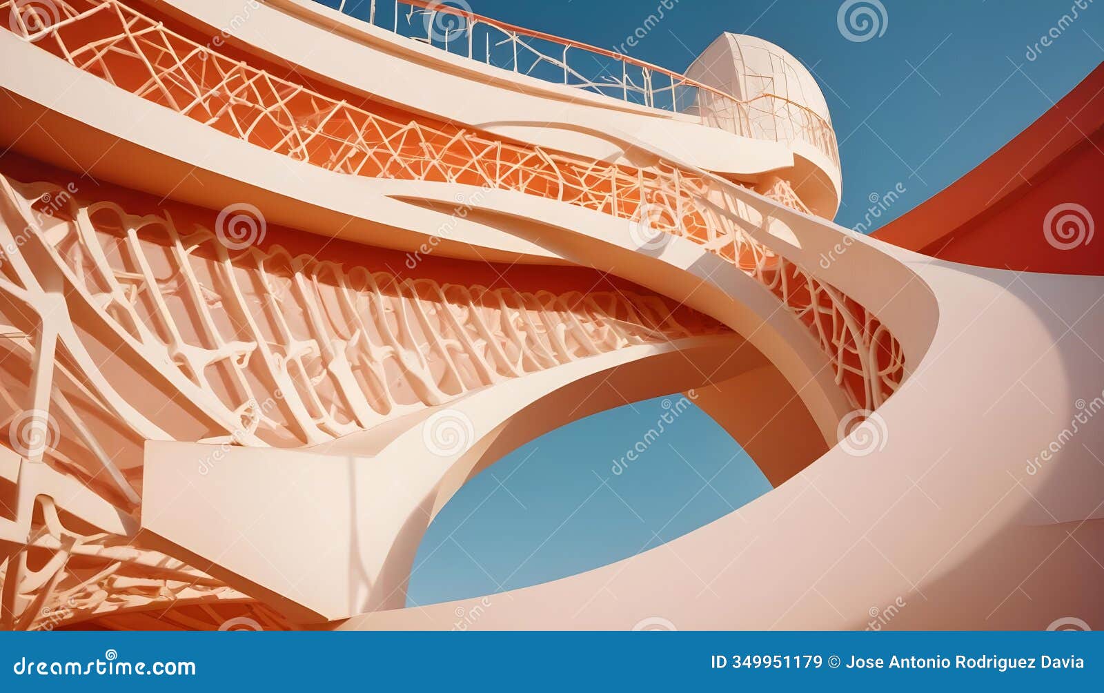 Curved White Architectural Structure with Repeating Patterns and Lines ...