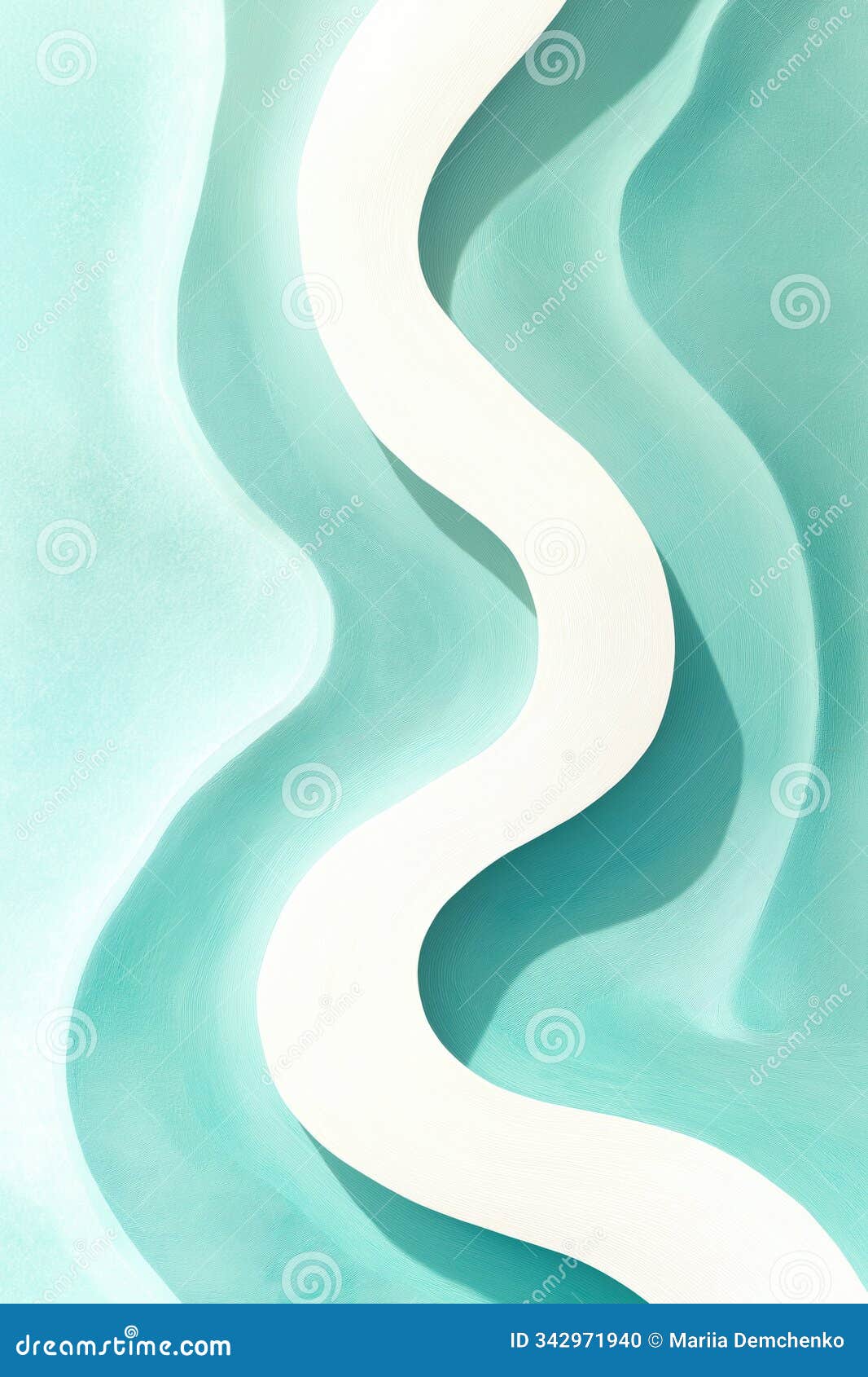 Curved White Line Flowing Over Turquoise Background, Abstract Design ...