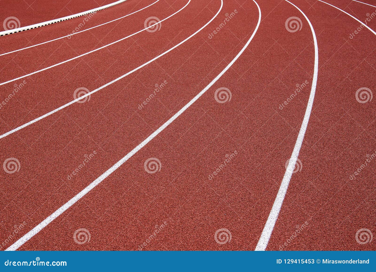 Curved White Lines on a Red Running Track Stock Image - Image of ...