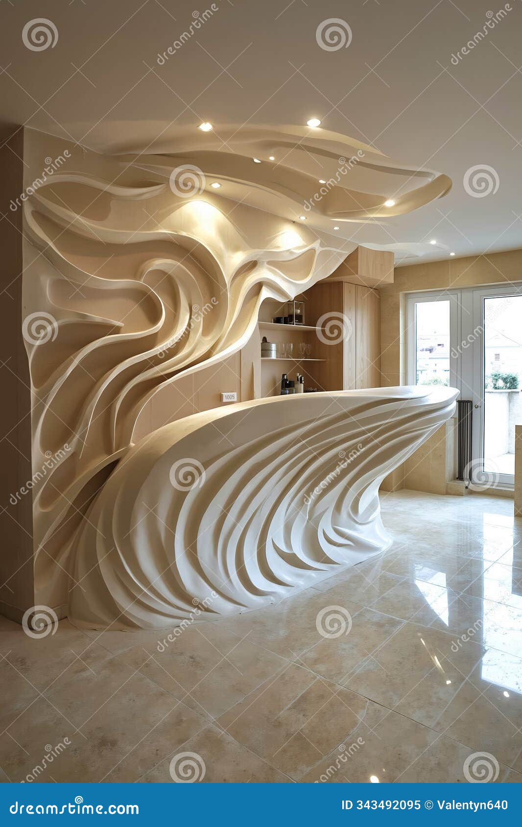 A Curved White Reception Desk in a Modern Office Stock Illustration ...