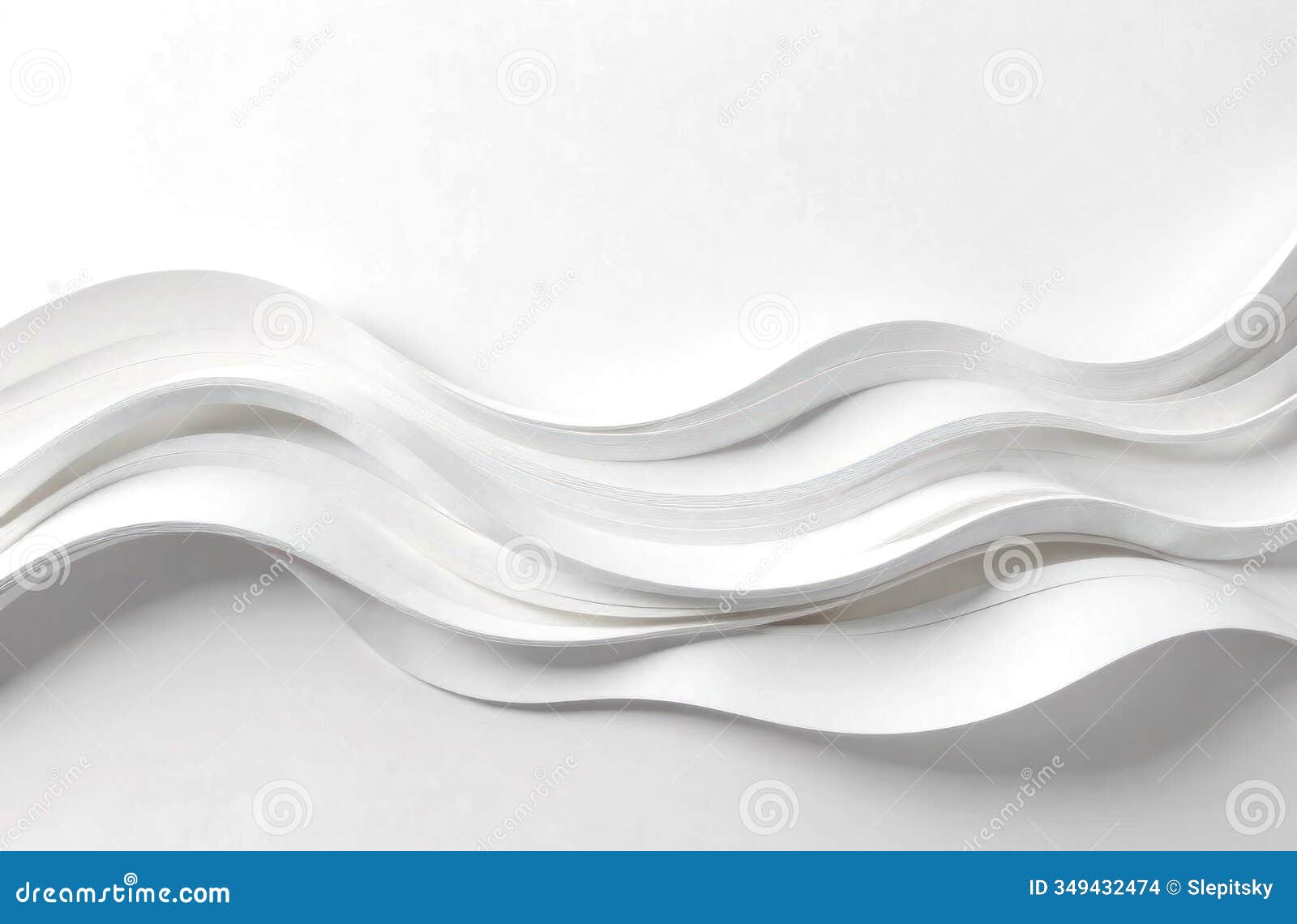 Curved White Sheets of Paper Flow Gracefully, Forming Waves that ...