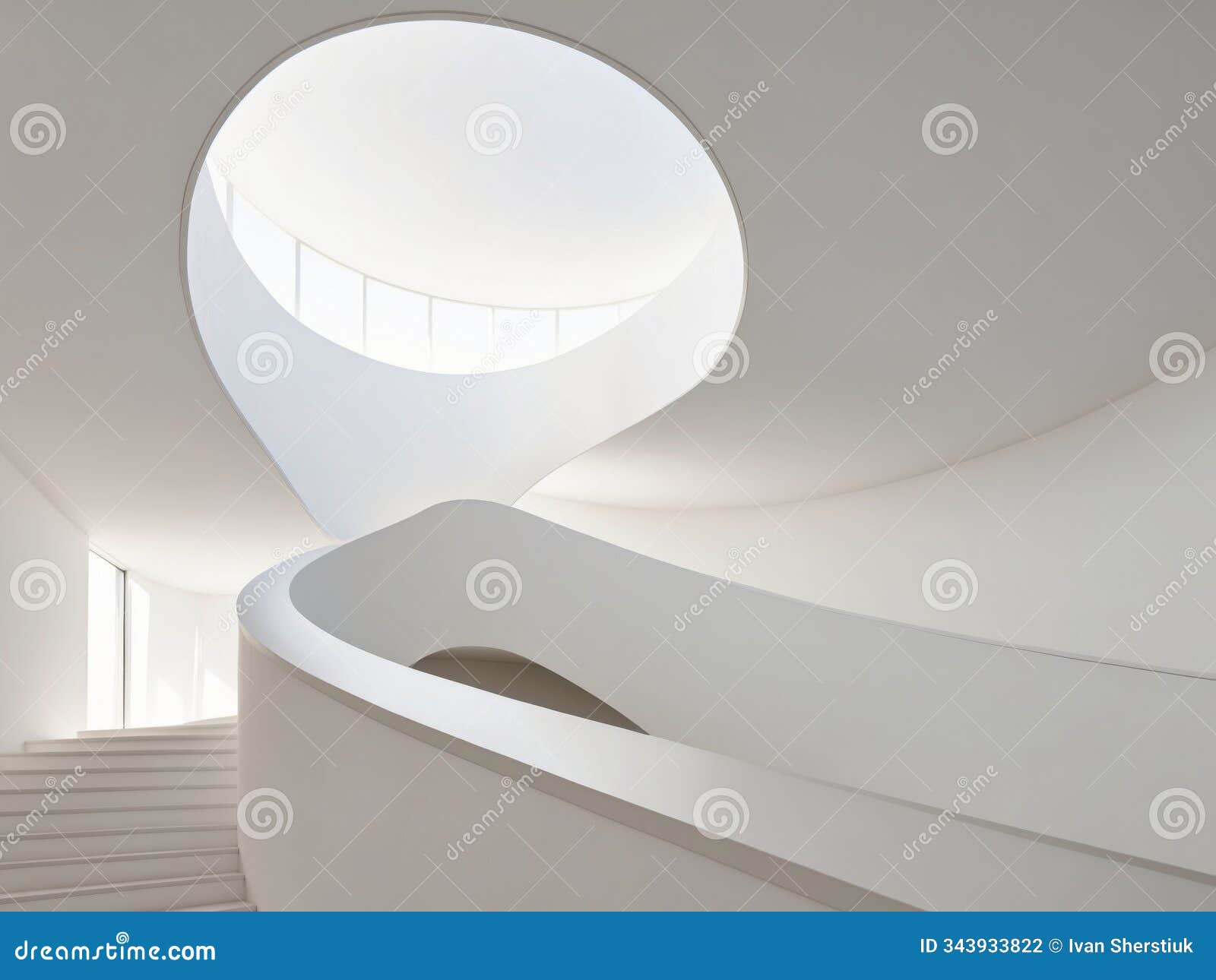 Curved White Walls and Bright Light in Modern Design. Stock Photo ...