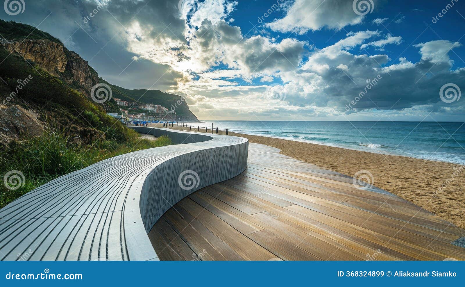 Pathway Along Ocean Wall: 21st Century Comic Style Art Royalty-Free ...