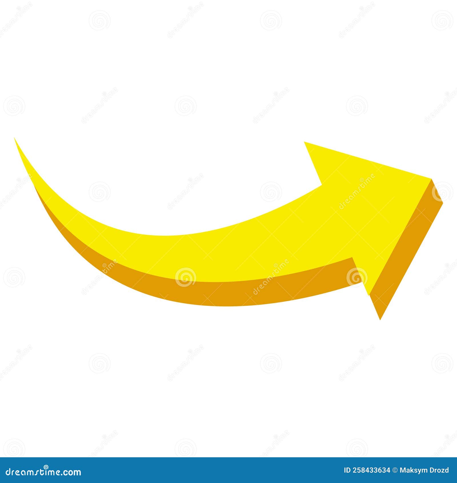 Curved Yellow Arrow Isolated on White Background. Arrow Icon. Vector ... Curved Yellow Arrow Isolated on White Background. Arrow Icon. Vector ...