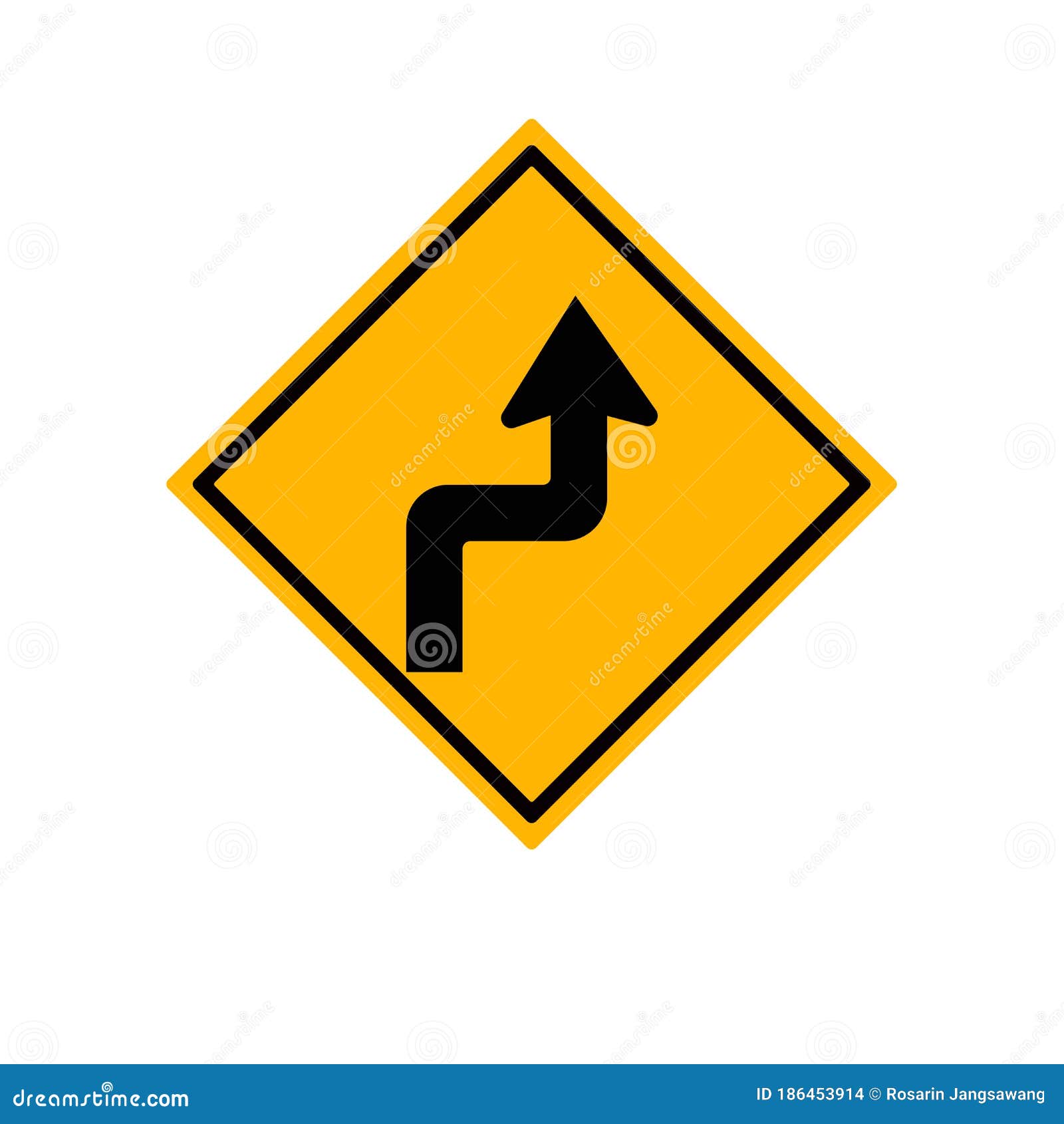 Curves Ahead Left Traffic Road Sign,Vector Illustration, Isolate On ...