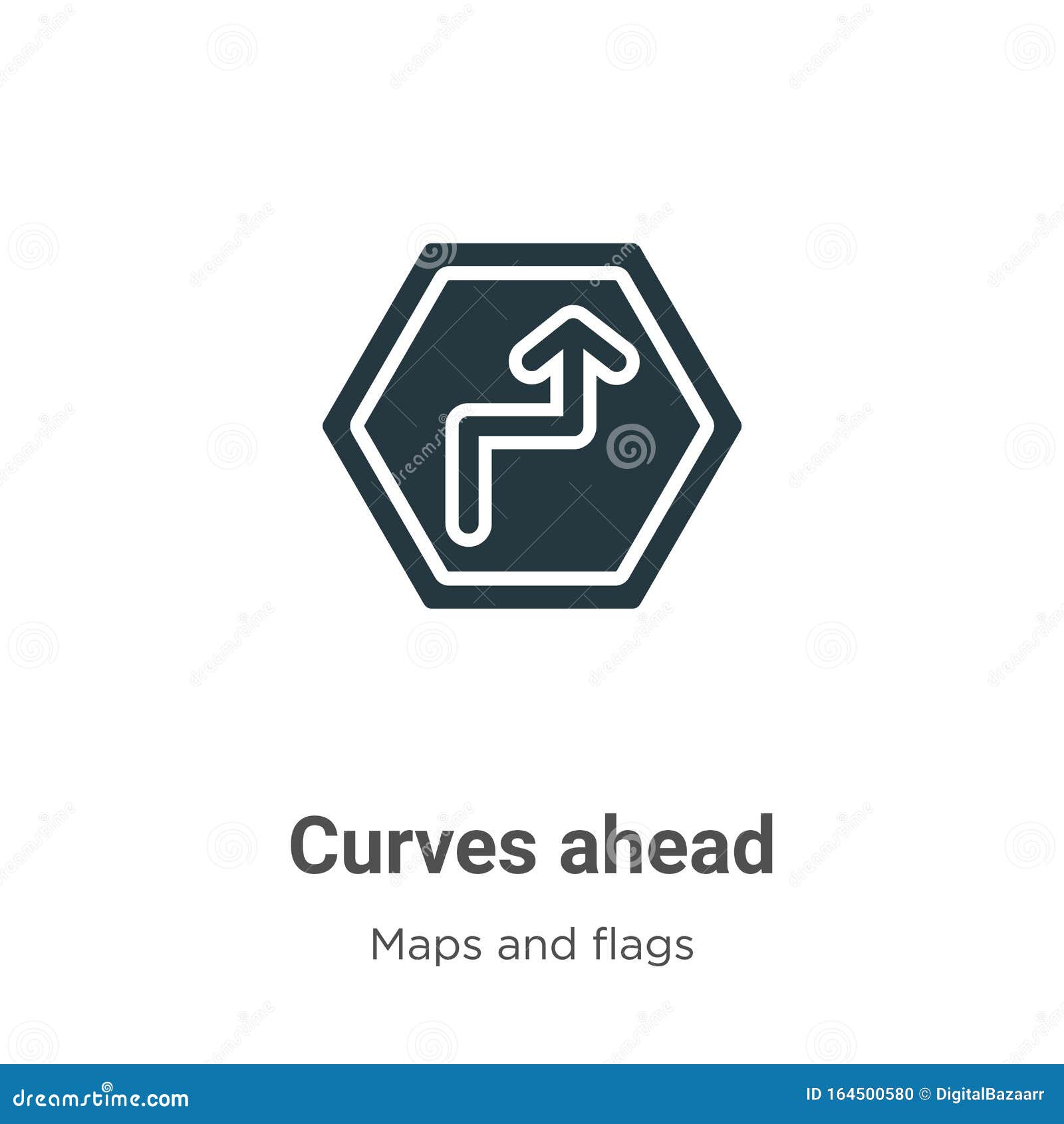 Curves Ahead Vector Icon On White Background. Flat Vector Curves Ahead ...