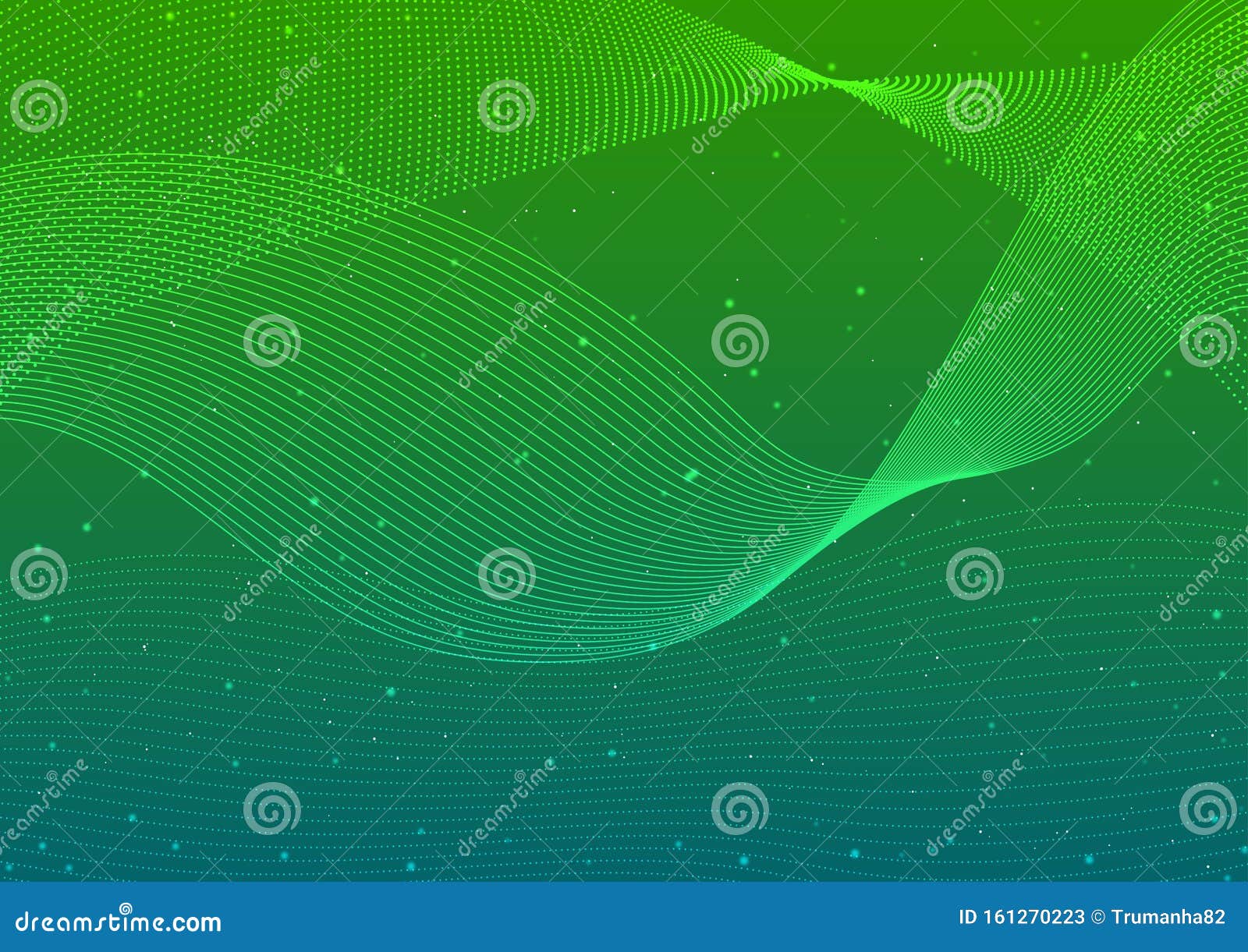 Vector Abstract Shining Curving Lines and Dots Mesh in Green Gradient ...