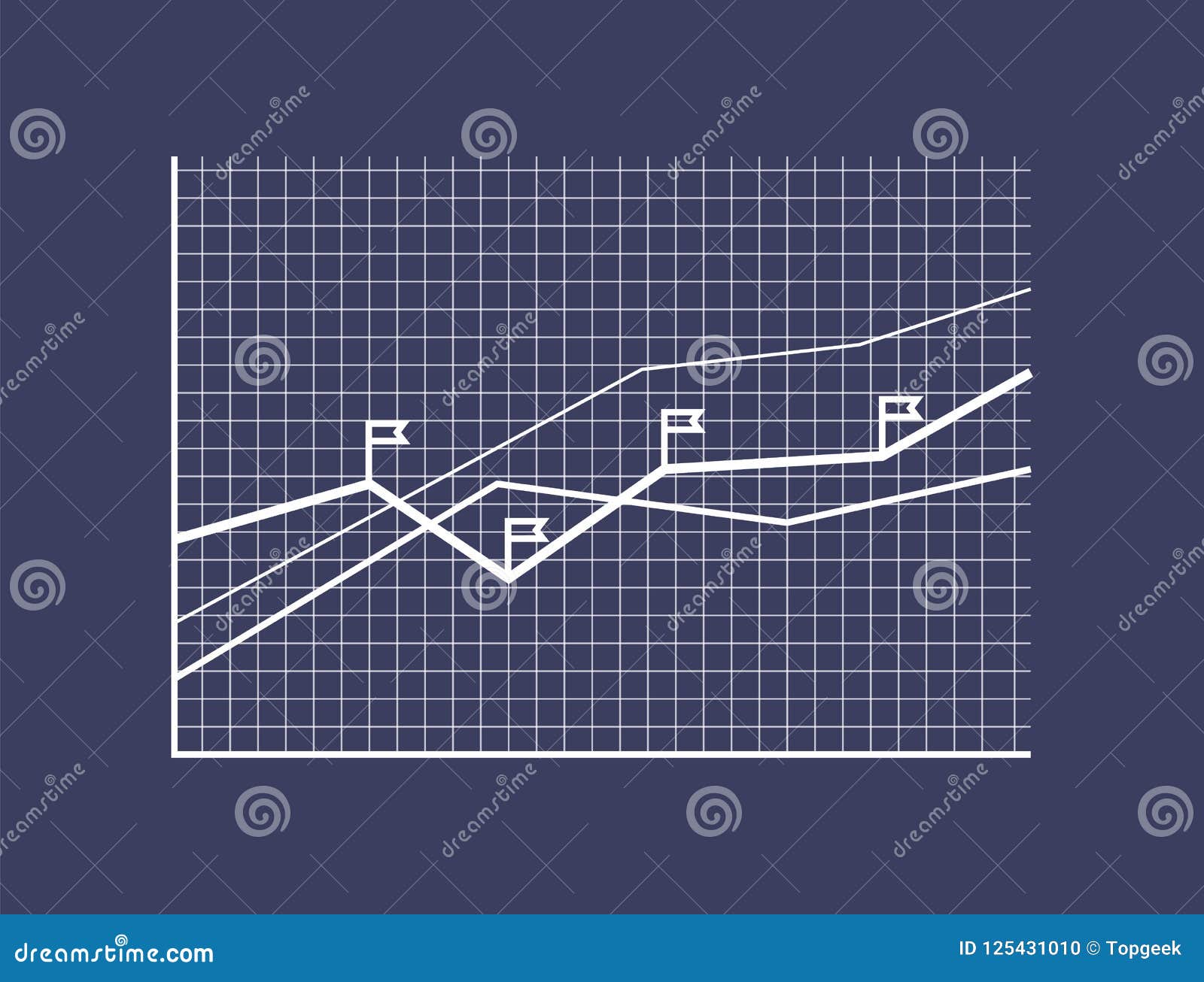 Curves with Flags on Apexes with Coordinate System Stock Vector ...