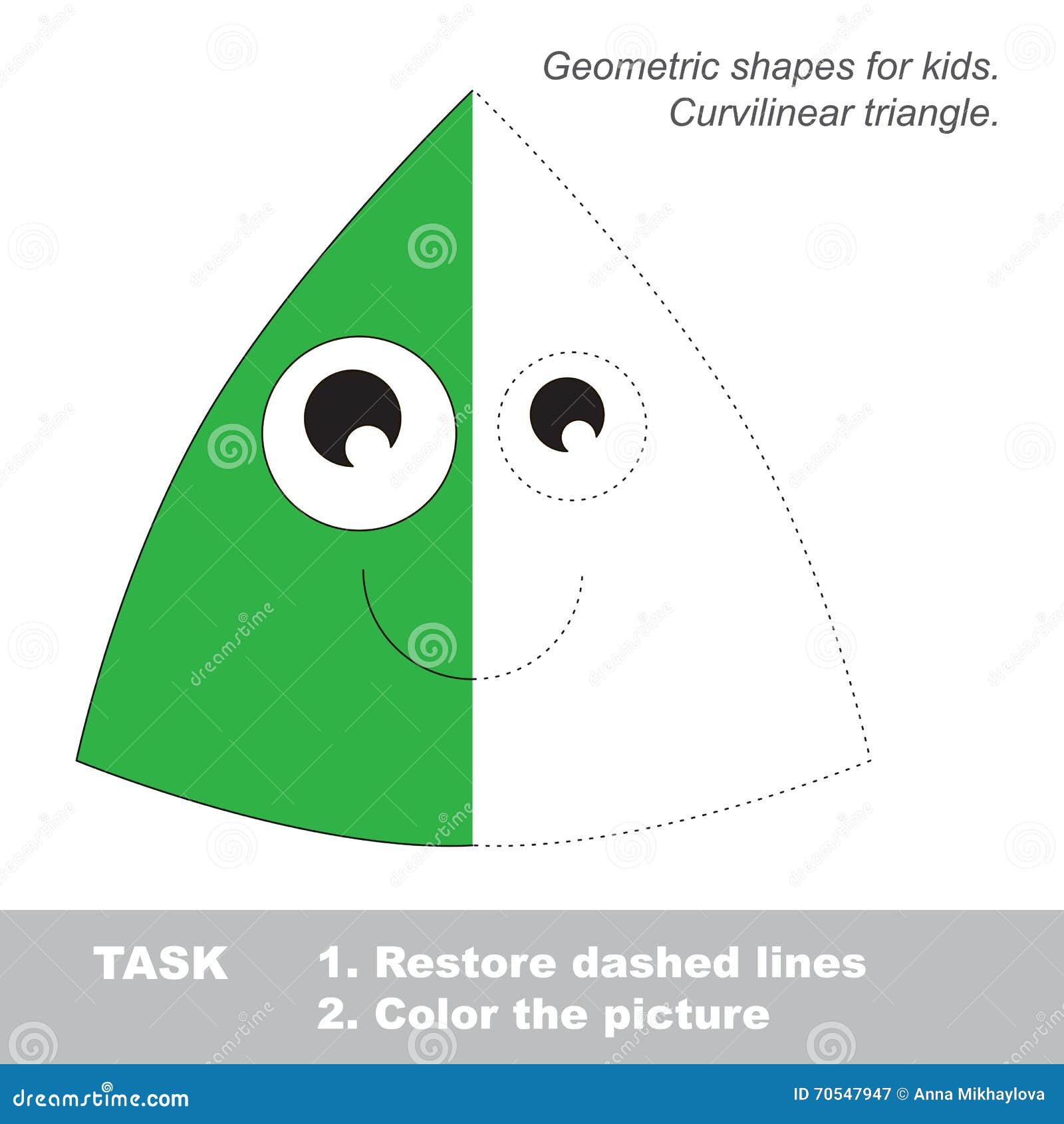 Curvilinear Triangle To Be Colored. Vector Trace Game. Stock ...