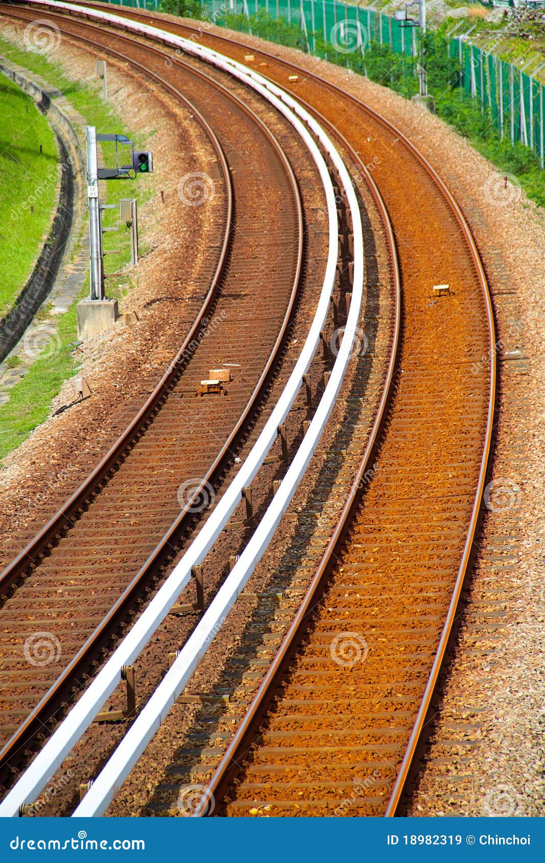 Curving Electric Train Track Stock Image - Image of railroad, road ...