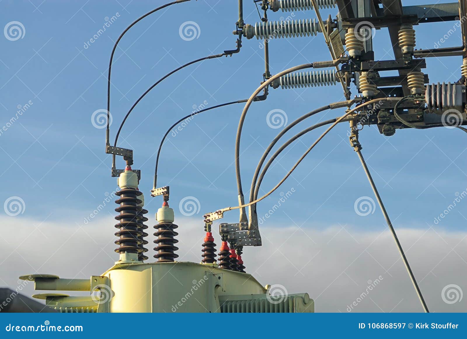 Curving Electrical Cables Connected To Transformers and Insulators ...