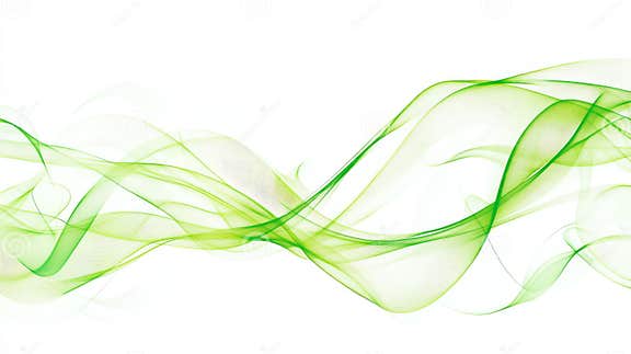 Curving Green Glowing Wisp on Transparent Background. Stock ...