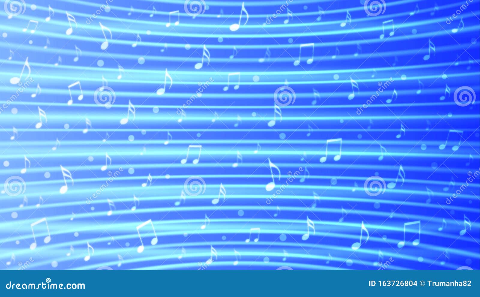 Abstract Music Notes In Blue Gradient Background With Shining Curves ...