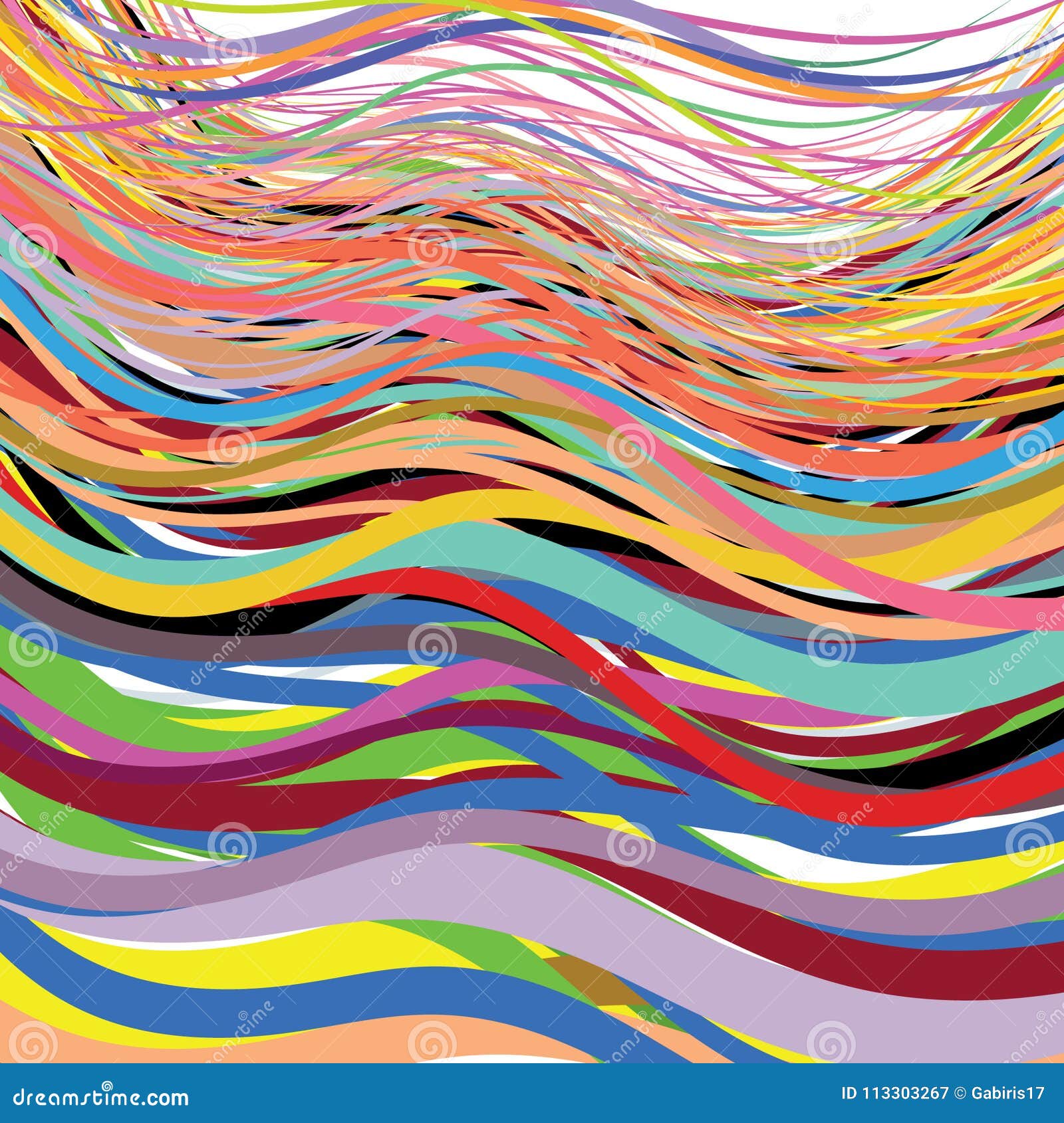 Wavy Lines Intertwining, Multiplied, Twisting, in Vivid Colors Stock ...