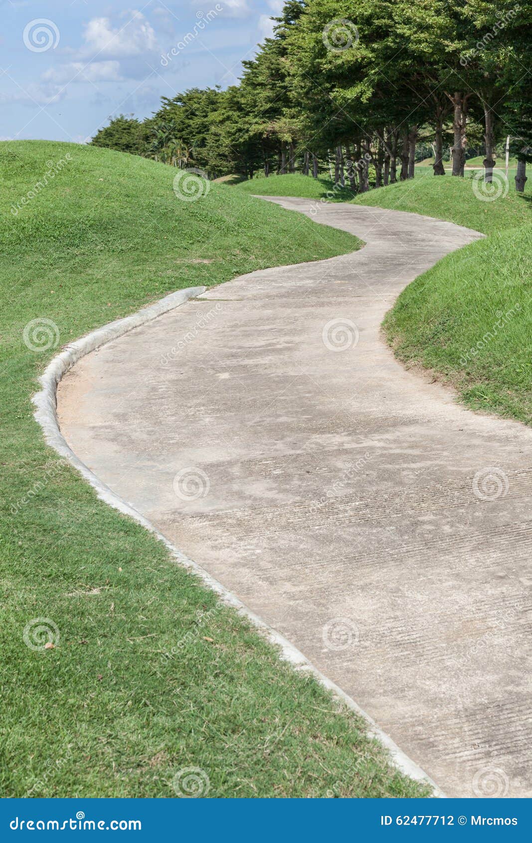 Curving Pathway Green Golf Course and Beautiful Nature Scene. Stock ...