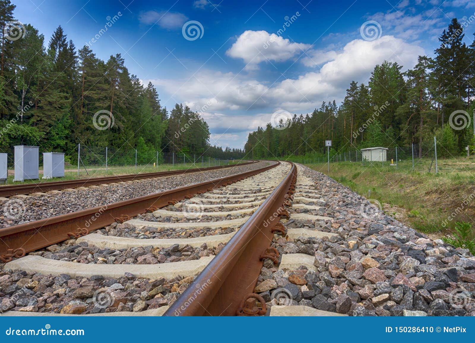 Curving Railroad Train Tracks Serpentine Into One Of The Main Traffic ...